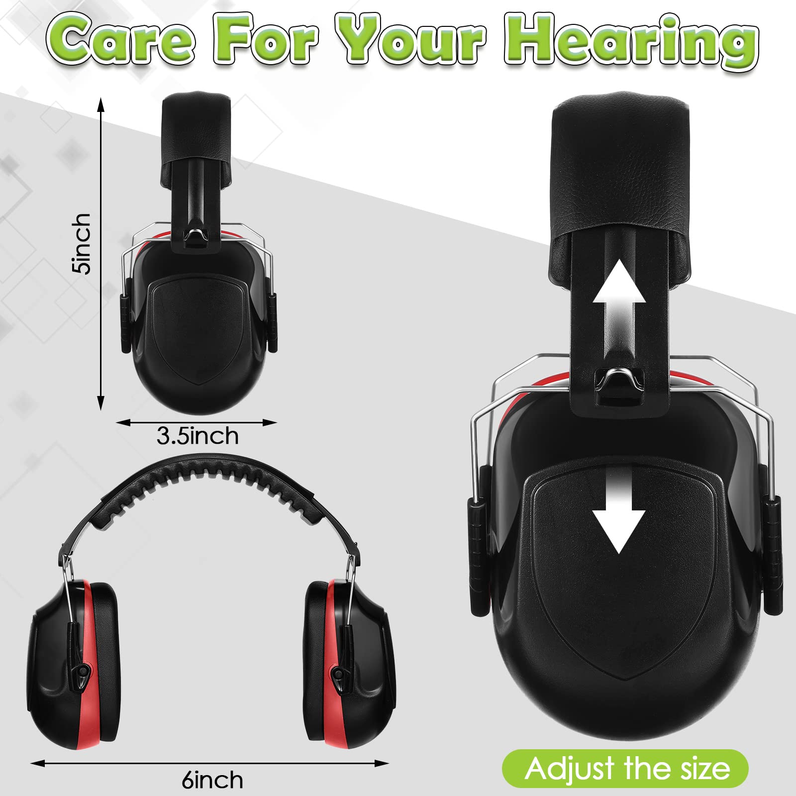 4 Pack NRR 28dB Safety Ear Muffs, Foldable Noise Reduction Safety Ear Protection Adult Noise Cancelling Earmuffs for Shooting (Red and Black)