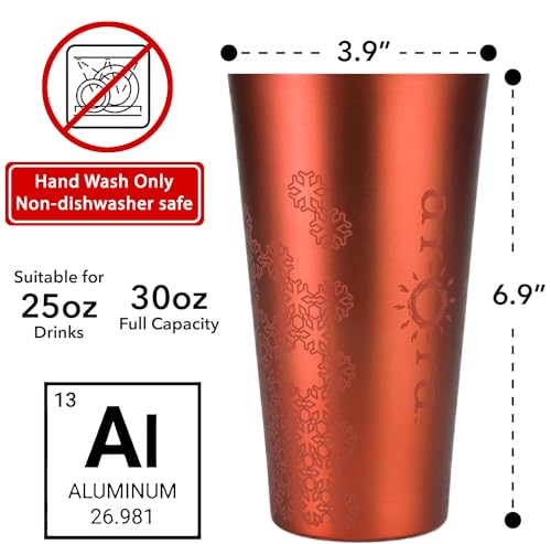 Arora Aluminum Cups for Drinks, Metal Color-Changing Red Tumbler, Aluminum 30oz Cup, Set of 6