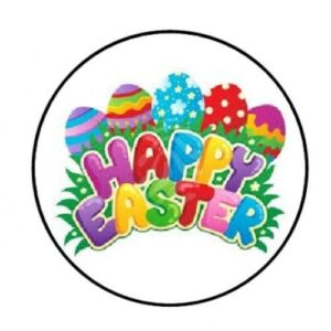 48 pcs happy easter bright​​​​​​​​​​​​​​ stickers envelope seals labels round tags, stamps sticker for gift cards, envelopes, boxes for holiday, birthday, christmas