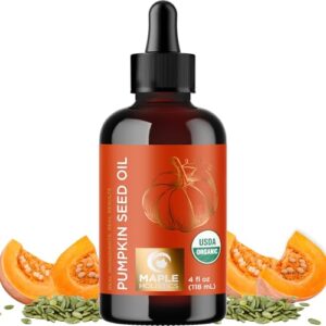 usda organic pumpkin seed oil - 100% pure pumpkin seed oil for hair growth dry skin and anti aging face oil - organic hair oil for dry damaged hair and growth - virgin cold pressed & unrefined (4oz)