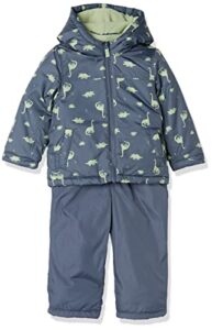 simple joys by carter's baby water-resistant snowsuit set-hooded winter jacket, dino, 3t