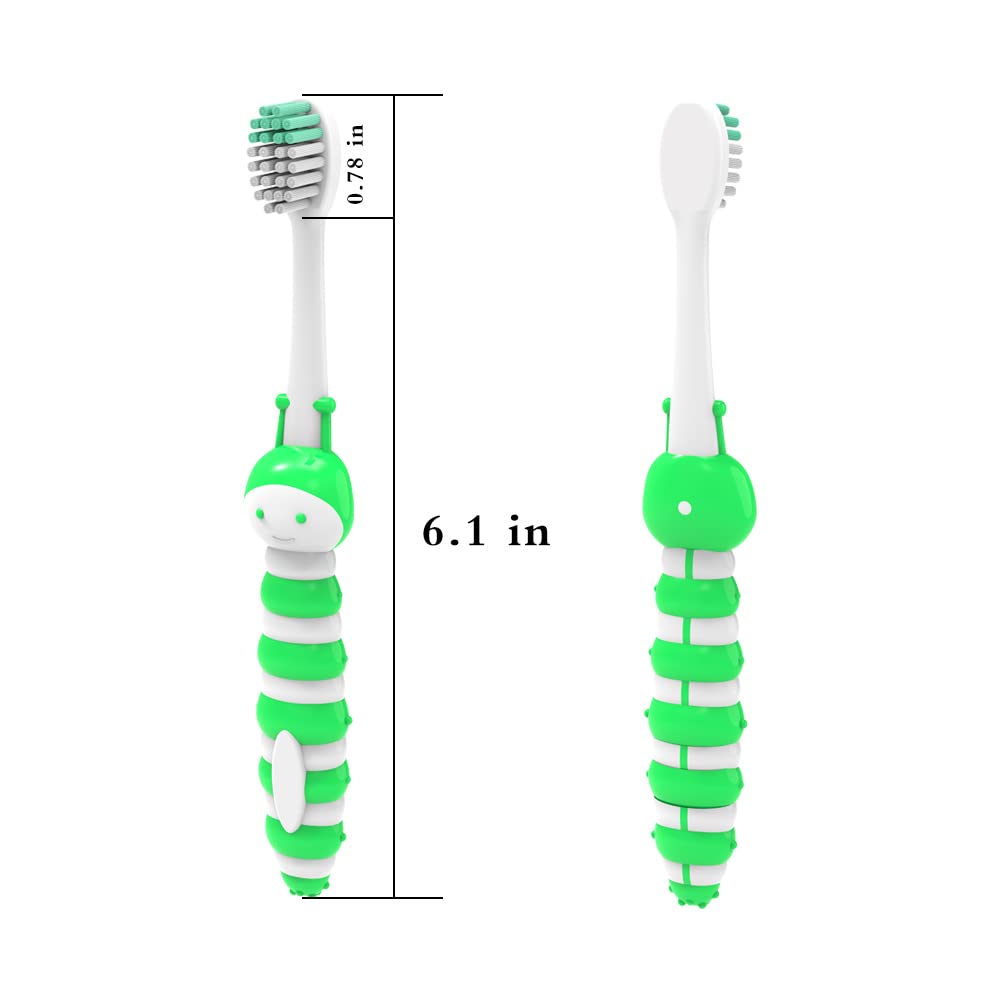 Colincie Kids Liking Cartoon Toothbrush Bee Design Cute&Fun Soft Bristles Individually Wrapped for Boys and Girls Toddlers 3-12 Year (Green Yellow Blue Pink)