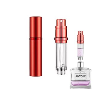 antokx travel perfume bottle refillable atomizer - 5ml perfume atomiser, pocket perfume dispenser, scent pump case, leakproof portable perfume sprayer for women and men (red)