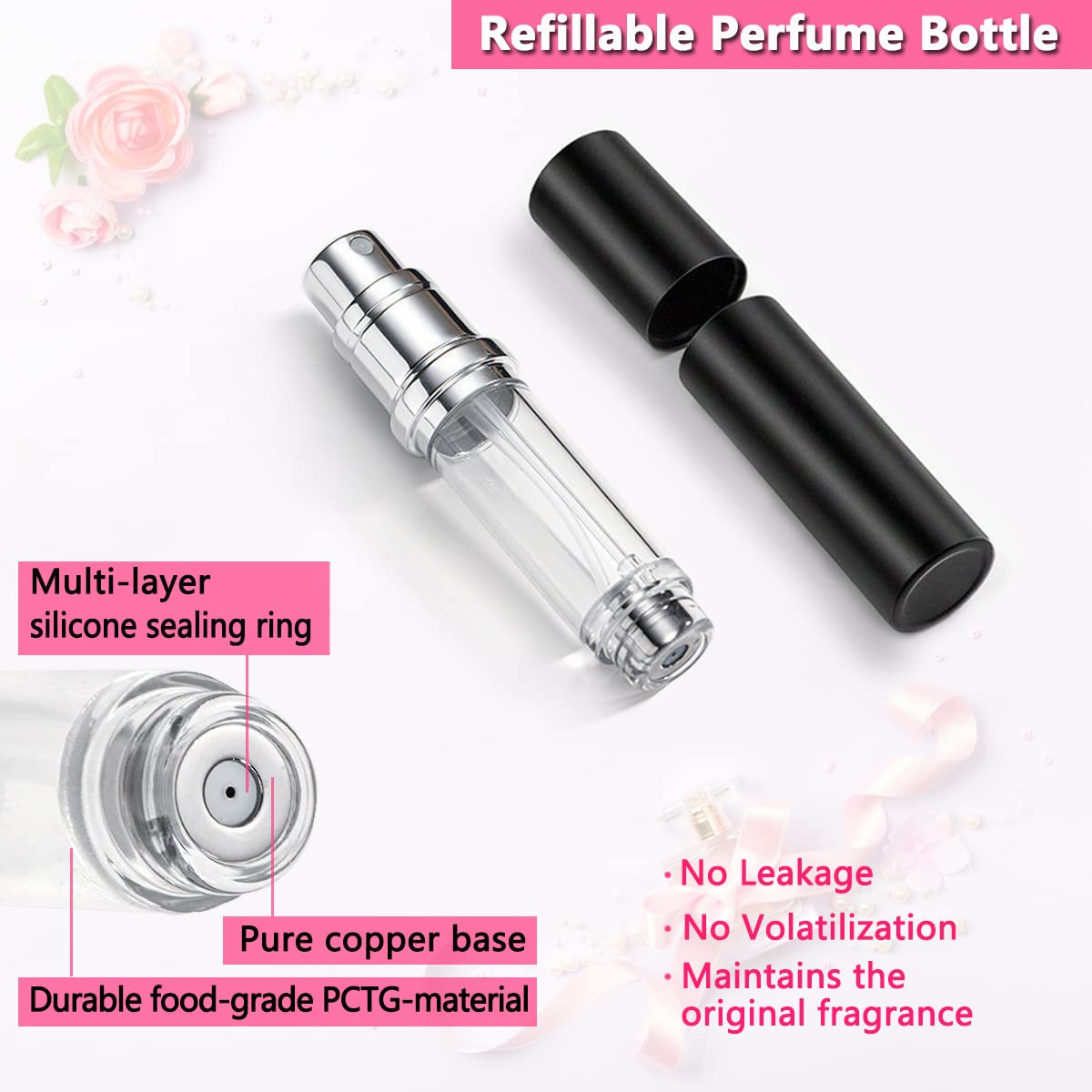 ANTOKX Travel Perfume Bottle Refillable Atomizer - 5ML Perfume Atomiser, Pocket Perfume Dispenser, Scent Pump Case, Leakproof Portable Perfume Sprayer for Women and Men (Red)