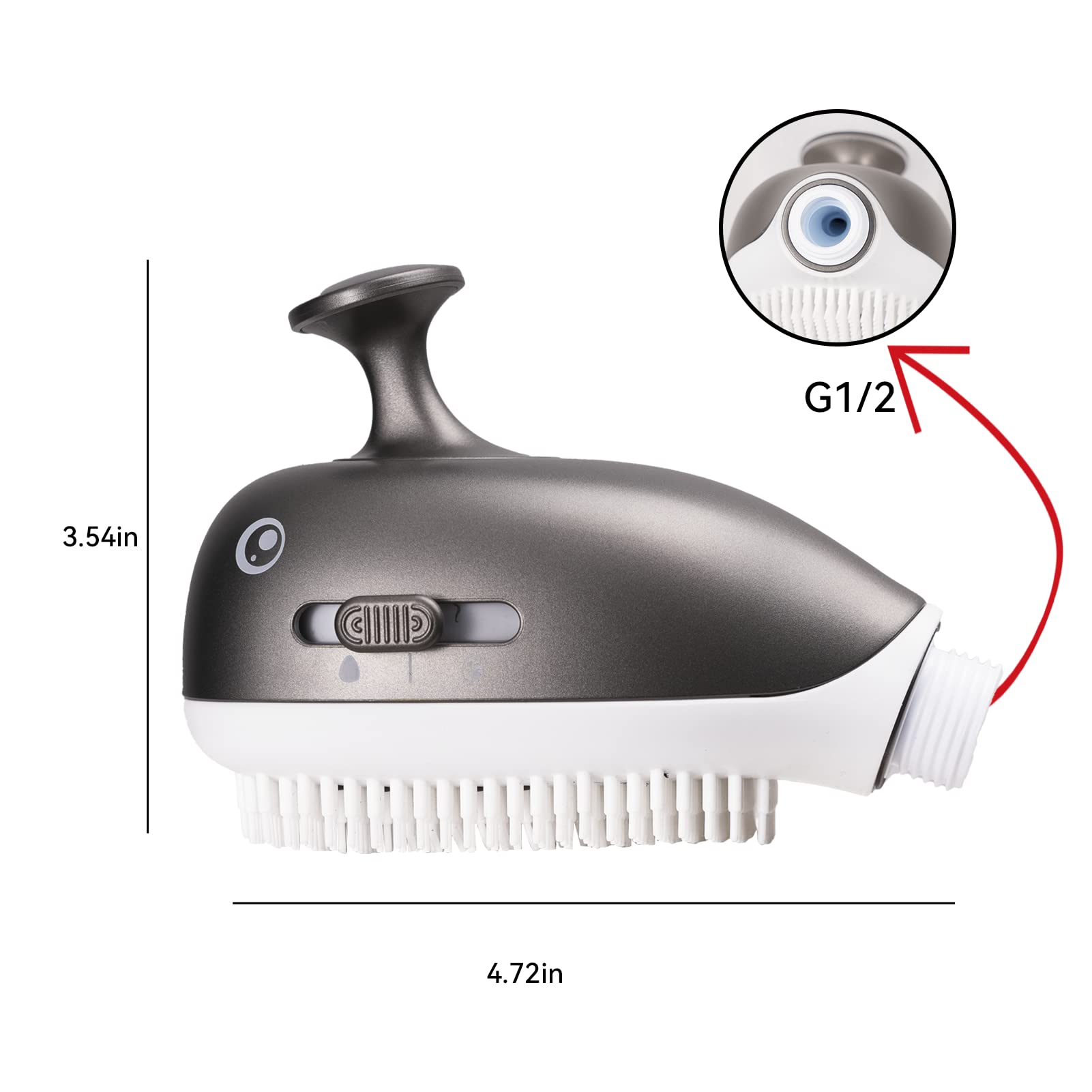 Aonbor Baby Bath Shower Head, Shark Bath Sprayer for Kids with Soft Silicone Brush Gunmetal Gray, Suitable for Children & Adults, Single Shower Head