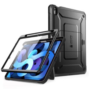 supcase for ipad 10th generation case with screen protector (unicorn beetle pro), [built-in stand & pencil holder] heavy duty rugged protective case for ipad 10th gen 10.9 inch (2022), black