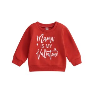 infant baby girl boy valentine 's day outfit long sleeve crewneck sweatshirt pullover tops shirts fall winter clothes (v-red, 6-12 months)