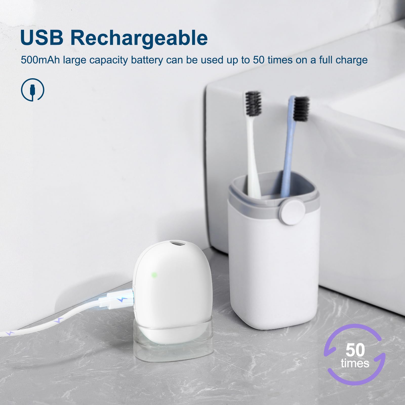 ELMWAY Toothbrush Holder, Toothbrush Cleaner Case, Portable USB Charging Toothbrush Cover with U V-C Light, Travel Toothbrush Holder