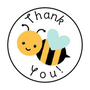 48 pcs thank you bumble bee​ stickers envelope seals labels round tags, stamps sticker for gift cards, envelopes, boxes for holiday, birthday, christmas