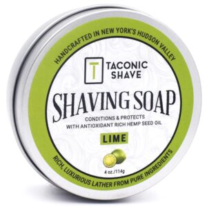 taconic shave barbershop quality shaving soap for men & women with anti-oxidant rich seed oils – moisturizing shaving soap for all skin types (lime)