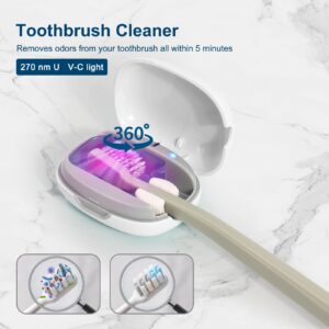 ELMWAY Toothbrush Holder, Toothbrush Cleaner Case, Portable USB Charging Toothbrush Cover with U V-C Light, Travel Toothbrush Holder