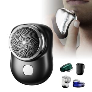 mini-shave portable electric shaver, electric razor for men, pocket size portable shaver washable electric razor type-c rechargeable shaver charging easy one-button use for home,car,travel (black-b)