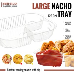 100 Pcs Nacho Cheese Trays, 8 x 6 Disposable Plastic Nacho Trays, for Hot Food Container, Cheese Sauce, Movie Night Party Supplies