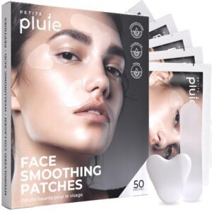 petite pluie 50 pcs wrinkle patches for face - overnight korean face lift tape with hydrolyzed collagen, hyaluronic acid and peptides - made in korea