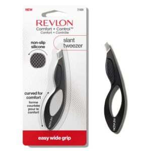 revlon revlon comfort and control tweezer, easy to use eyebrow tool with wide grip, 1 count