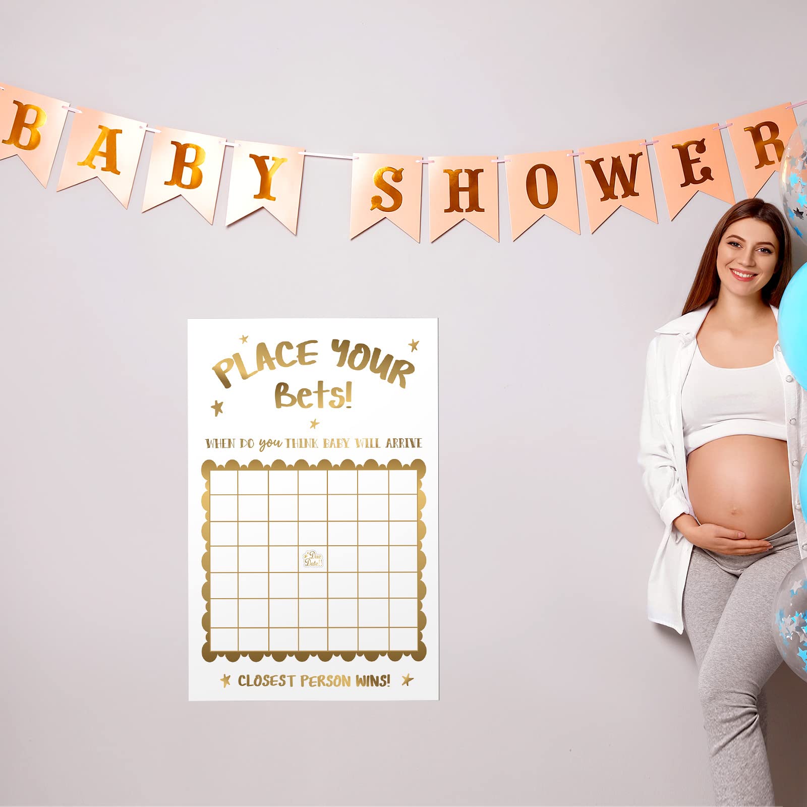 Geyee Baby Shower Decorations Neutral Predicting Birthdate Baby Shower Game Large Funny Due Date Baby Calendar Sign for Boy or Girl, 24.41 x 37.4 Inch (Baby)