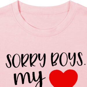 Kids Girls Valentine's Day Shirts Sorry Boys My Heart Belongs to Daddy Tshirt Toddler Valentine T-Shirt Graphic Tee Tops