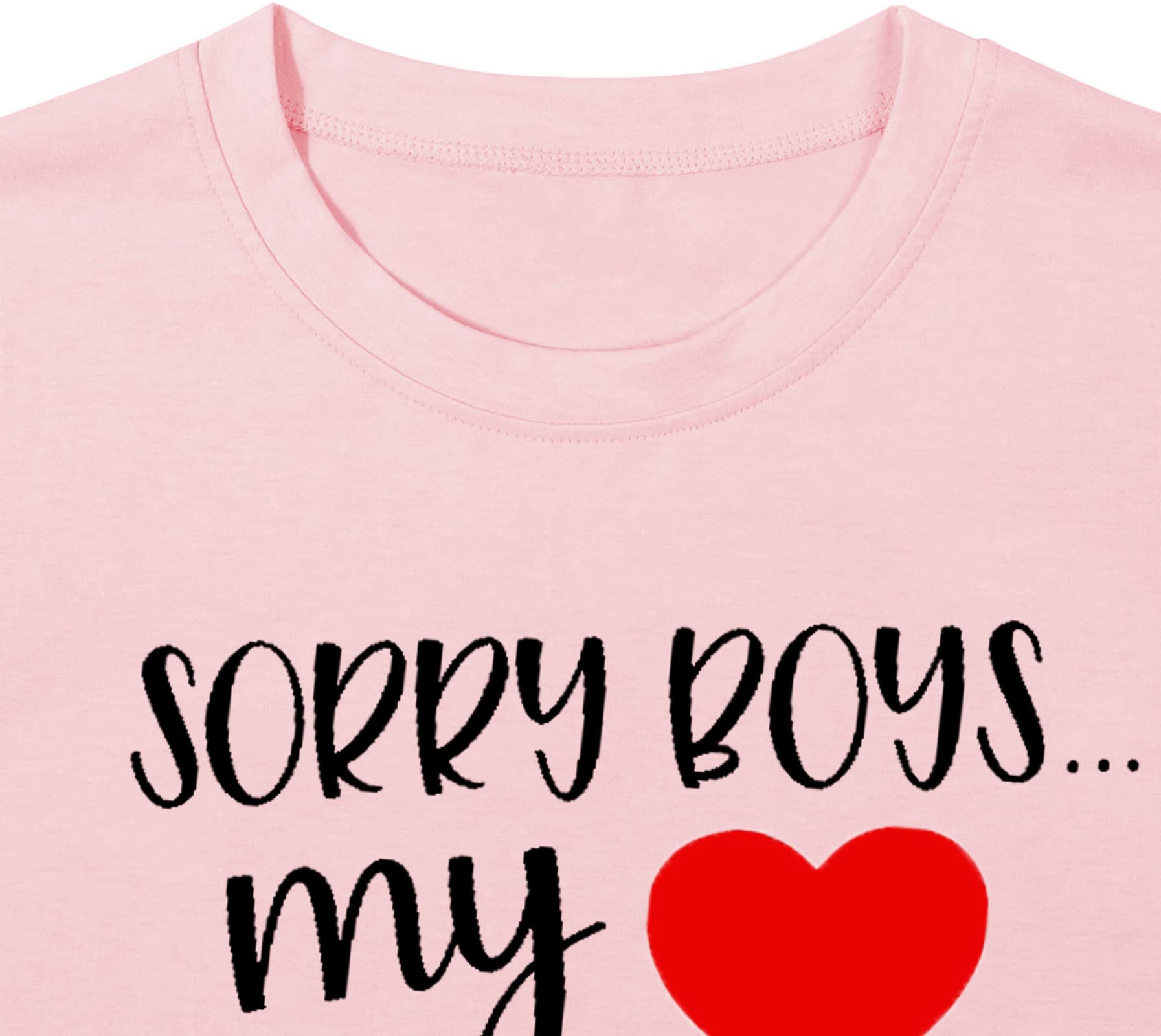 Kids Girls Valentine's Day Shirts Sorry Boys My Heart Belongs to Daddy Tshirt Toddler Valentine T-Shirt Graphic Tee Tops