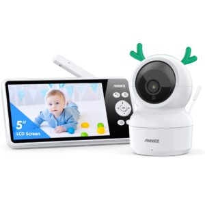 annke video baby monitor, baby monitor with 1080p camera, 5" hd screen with 4000mah battery, night vision, two-way talk, remote pan tilt zoom, temperature detection, lullaby, 1000ft long range -tivona