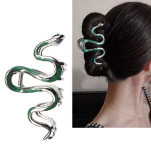 fashionable green snake design metal hair claws non slip 4.3" big hair claws clips halloween gothic women girls hair accessories