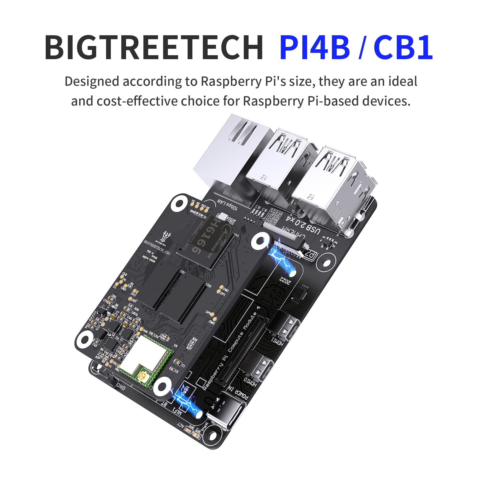 BIGTREETECH CB1 V2.2 + Pi4B Adapter Panel Board Kit, Support with SKR Mini E3 V3.0 Octopus V1.1 Octopus Pro SKR 3 Control Board to Run Klipper VS Raspberry-Pi 4/3B for Voron 3D Printer