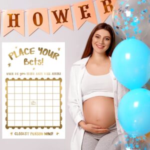 Geyee Baby Shower Decorations Neutral Predicting Birthdate Baby Shower Game Large Funny Due Date Baby Calendar Sign for Boy or Girl, 24.41 x 37.4 Inch (Baby)