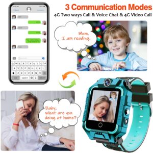 4g Kids Smart Watch W Gps Tracker, Phone Watch W Video Chat 3 Way-call Wifi Sos Touch Screen Child Tracker Phone Watches Christmas Birthday Gift For Boys Girls 3-15 Years W Sim Slot Kids Watch (Green)