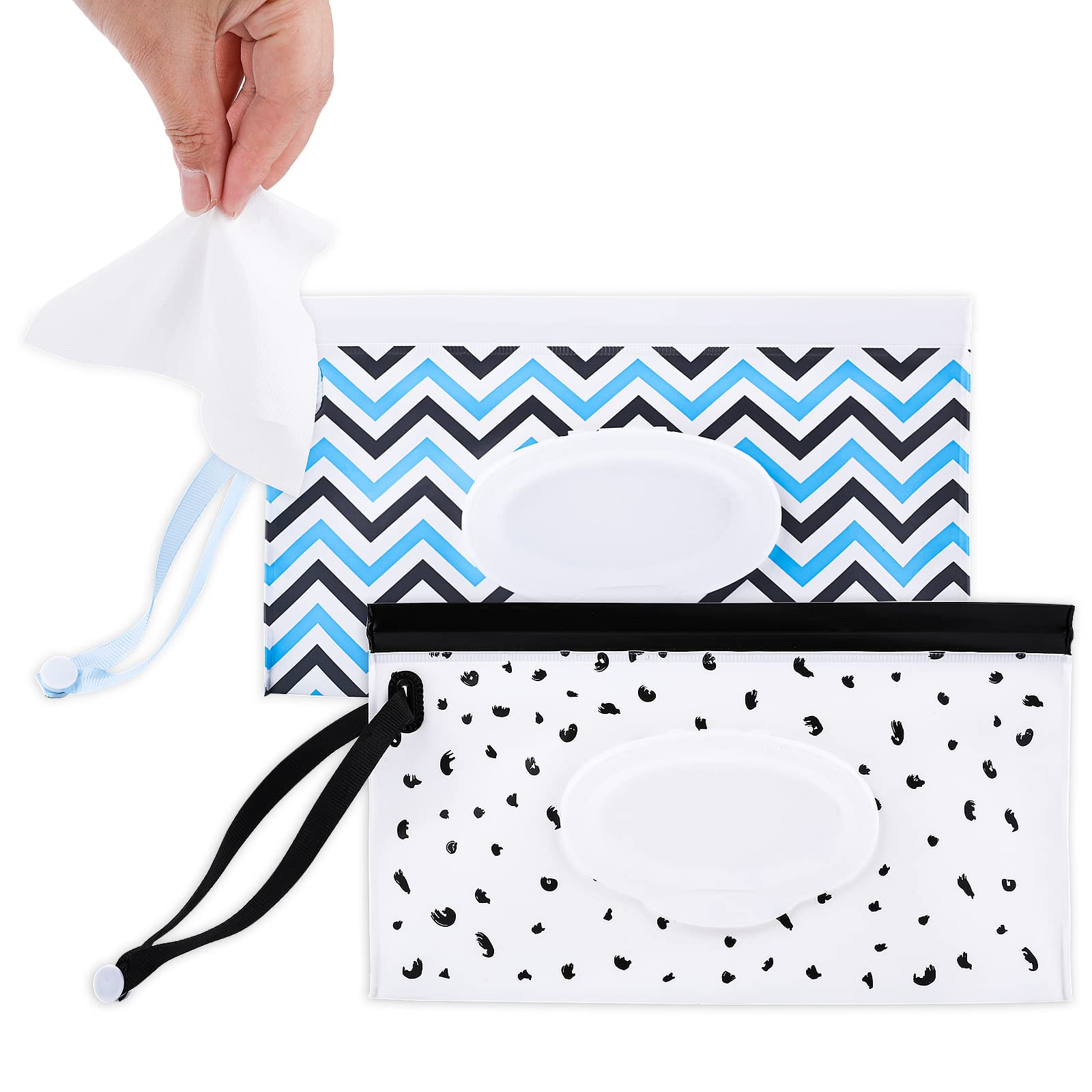 2 Pack Wet Wipe Pouch, Wet Wipes Pouches Dispensers Travel Wet Wipes Bags Cases Reusable Kids Wipe Case Extra Large 9.5" X 5.3" Portable Wipe Carrying Pouches Case for Kids and Adult