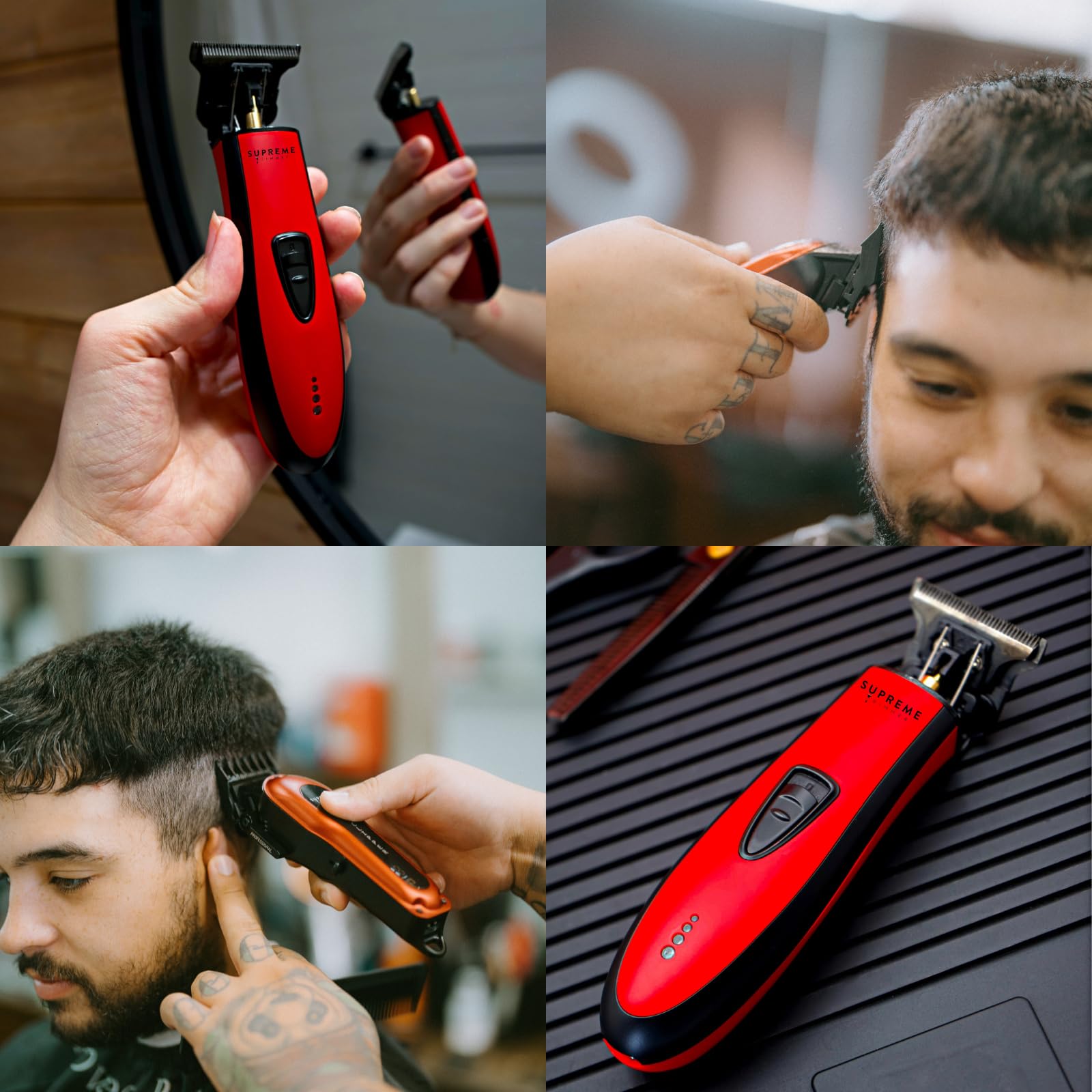 Supreme Trimmer 2-in-1 Pro Clipper & DLC T-Shaper Combo | Professional Beard Trimmer ST5215 & Hair Clipper STC5030 Barber Kit | Red