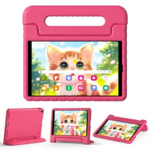 thoreta kids case for samsung galaxy tab a 10.1 (2019) model sm-t510/t515, light weight shockproof kids-friendly eva protective cover with convertible stand handle, rosered