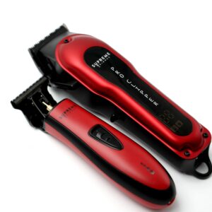 Supreme Trimmer 2-in-1 Pro Clipper & DLC T-Shaper Combo | Professional Beard Trimmer ST5215 & Hair Clipper STC5030 Barber Kit | Red