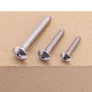 #6 x 1/4 (100 pcs) Truss Head Wood Screws, Self Tapping Screws, 304 Stainless Steel 18/8, Mushroom Head, JISB1122T