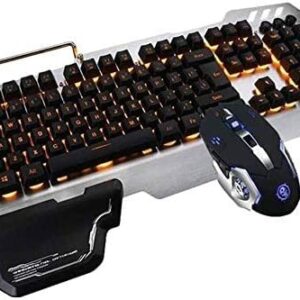 LLEURE Keyboard Rainbow Backlit Wired Gaming Keyboard Mouse Combo, LED Backlight 104 Keys USB Ergonomic Wrist Rest Keyboard,for Computer Game and Work