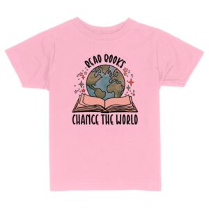 read books change the world toddler kids t-shirt 5t light pink