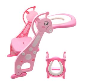 httmt- pink dear kids potty training seat w/step ladder toilet chair for child toddler [p/n: et-baby001-pink]