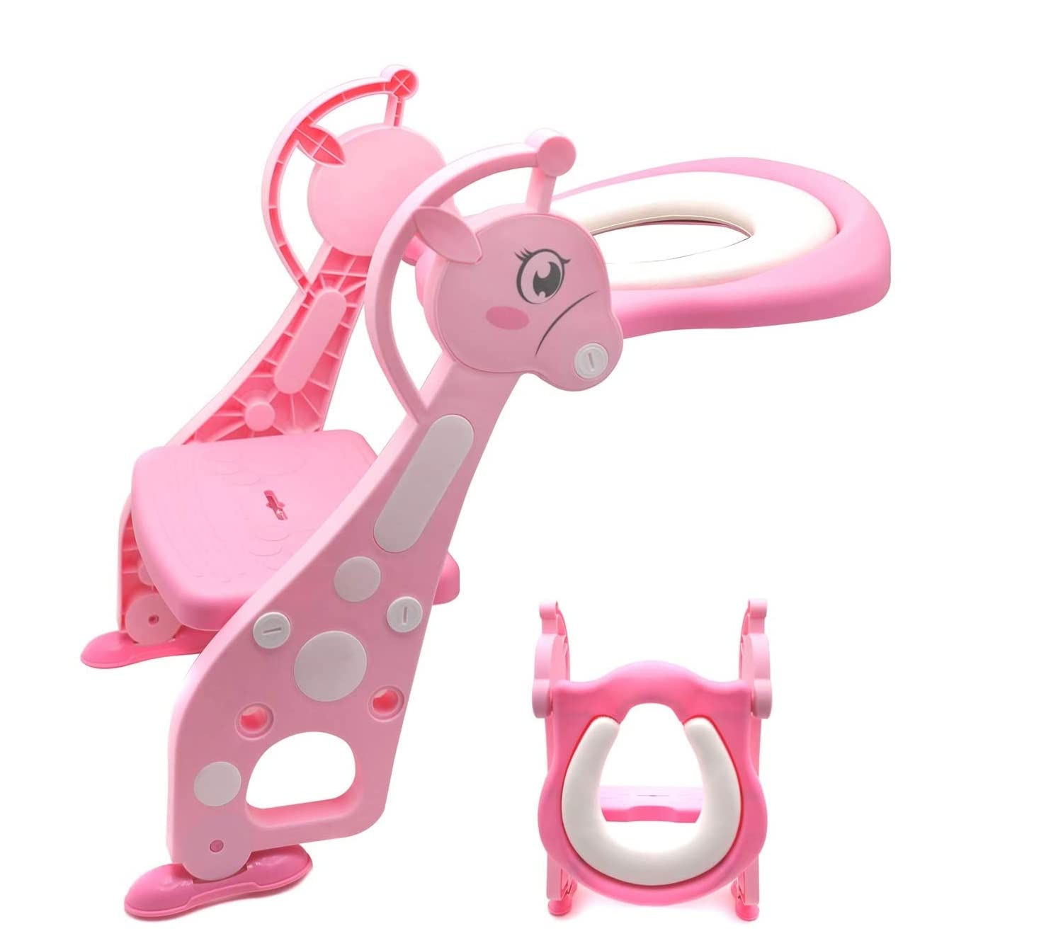 HTTMT- Pink Dear Kids Potty Training Seat w/Step Ladder Toilet Chair for Child Toddler [P/N: ET-BABY001-PINK]