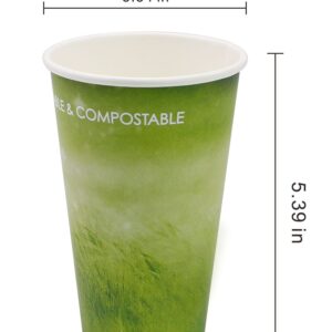 Yes!Fresh Disposable Hot Paper Cup,To Go Hot Cups for Coffee, Hot Liquid, Chocolate, Juice,Suitable for Party, Picnic, Travel, and Events (16 oz, 100 Count, Green)