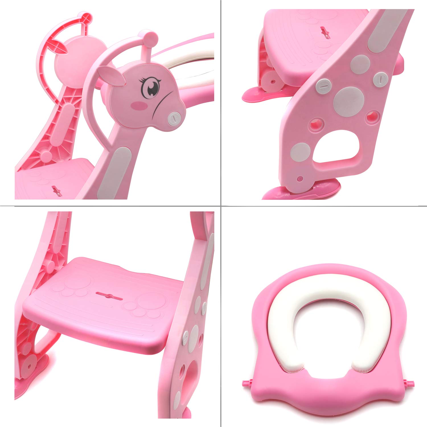 HTTMT- Pink Dear Kids Potty Training Seat w/Step Ladder Toilet Chair for Child Toddler [P/N: ET-BABY001-PINK]