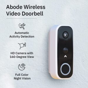 abode Wireless Video Doorbell Cam & Chime - All-in-One Weatherproof Wi-Fi Connected HD Camera with Push-Button Doorbell, 160-Degree View, Automatic Person Detection, Night Vision & 2-Way Voice