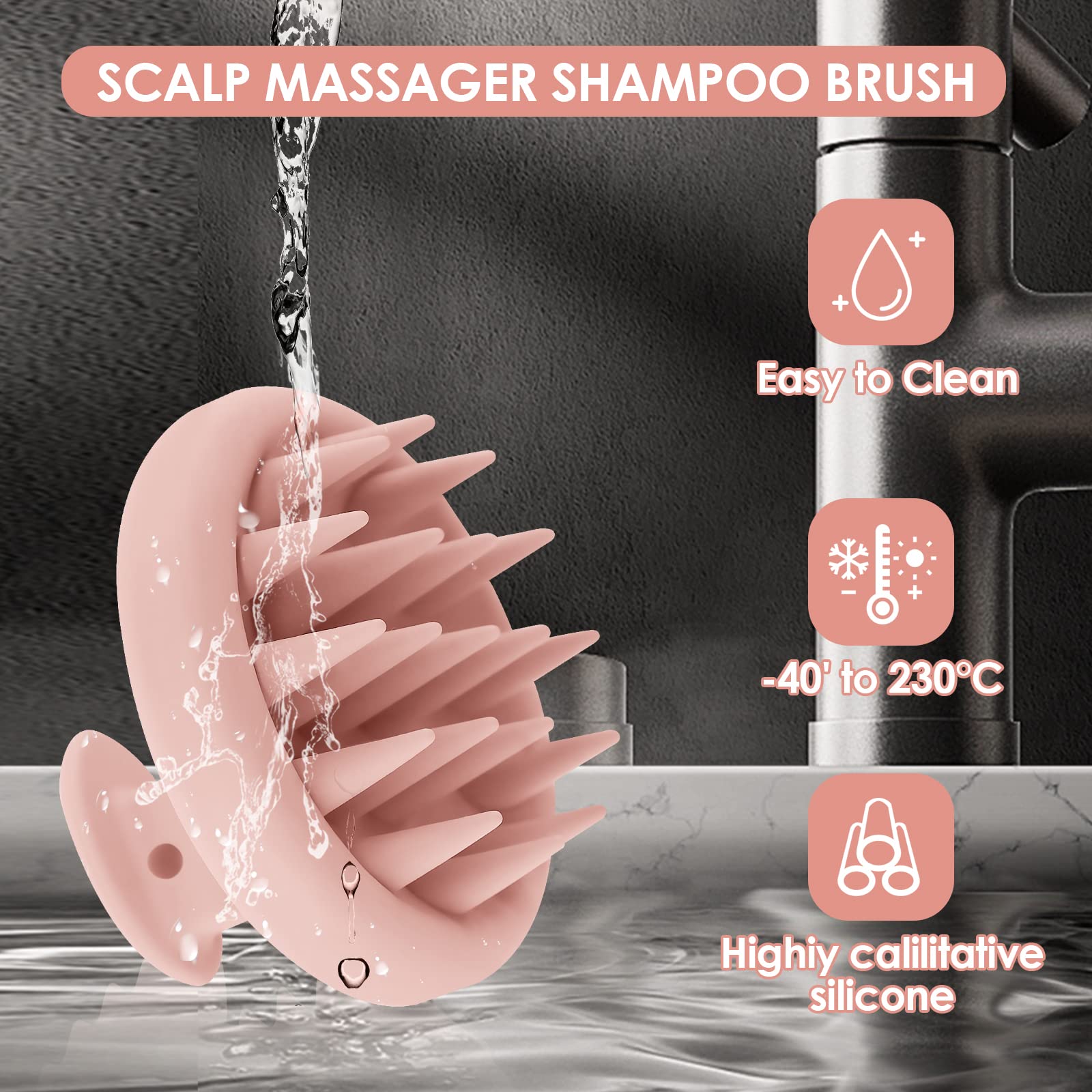 VWMYQ Soft Silicone Hair Scalp Massager Shampoo Brush, Upgraded Hair Scalp Scrubber for Dandruff Removal for Wet Dry Hair Scalp Brush Easily Reach The Root of Thick Curly Hair Scalp Massager Hair