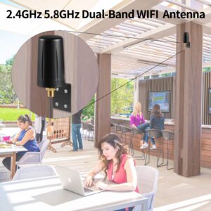 Outdoor 7dBi Dual Band 2.4GHz 5GHz 5.8GHz Long Range WiFi Booster Antenna for WiFi Router Hotspot Network Devices PC Security IP Camera WiFi Internet WiFi 6 Desktop PC USB Adapter WiFi Card, Eifagur