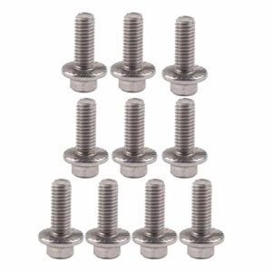 ss304 flange screw 10pcs m6 stainless steel hex flange screws washer head fastener (m6*20)