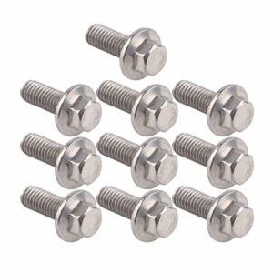 SS304 Flange Screw 10pcs M6 Stainless Steel Hex Flange Screws Washer Head Fastener (M6*20)