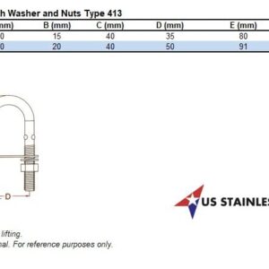 US Stainless Stainless Steel 316 UBolt M8 (5/16") by 80mm Marine Grade