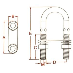 US Stainless Stainless Steel 316 UBolt M8 (5/16") by 80mm Marine Grade