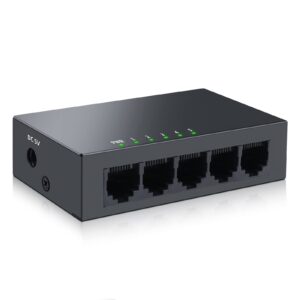 sodola 5 port gigabit ethernet switch|mini metal housing switch|plug&play|fanless design| desktop ethernet splitter |quiet unmanaged network switch