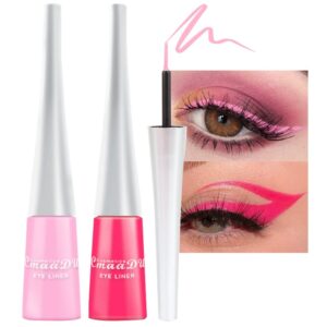 evpct 2pcs hot pink rose red liquid eyeliner set waterproof neon bright light pink eye liner liquid pen pencil for women eyes delineadores de colores para ojos delineador de ojos contra el agua 02&11