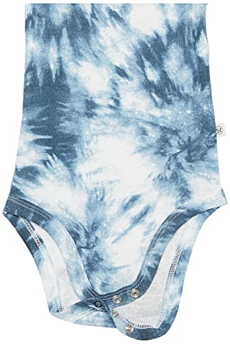 HonestBaby Short Sleeve Bodysuits One-Piece 100% Organic Cotton for Infant Baby Boys, Girls, Unisex, 3-Pack Tie Dye Blues, 3-6 Months