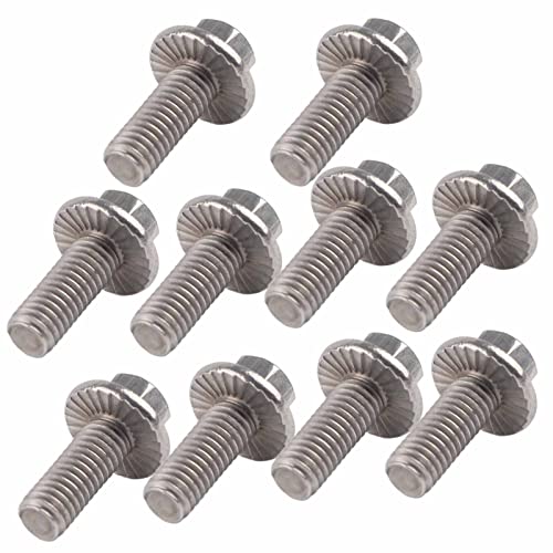 SS304 Flange Screw 10pcs M6 Stainless Steel Hex Flange Screws Washer Head Fastener (M6*20)