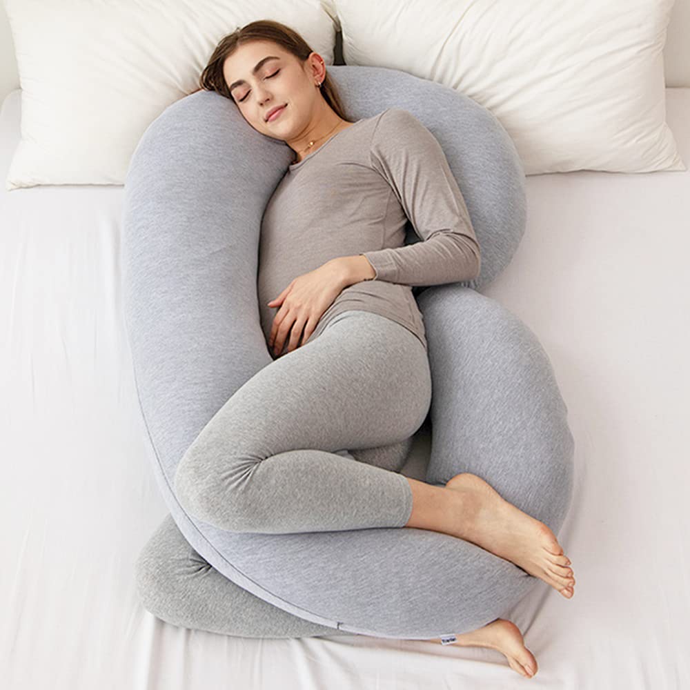 MOVEBO Pregnancy Pillow, Pregnancy Body Pillow, Pregnancy Pillows for Sleeping, Maternity Pillow for Pregnant Women (Grey)